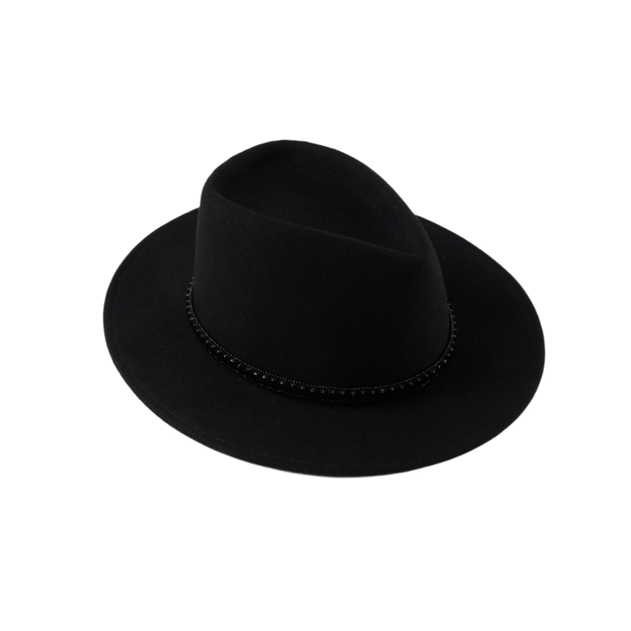 Blaine Black Wool Felt Fedora with Crystal Band | Holiday 2025
