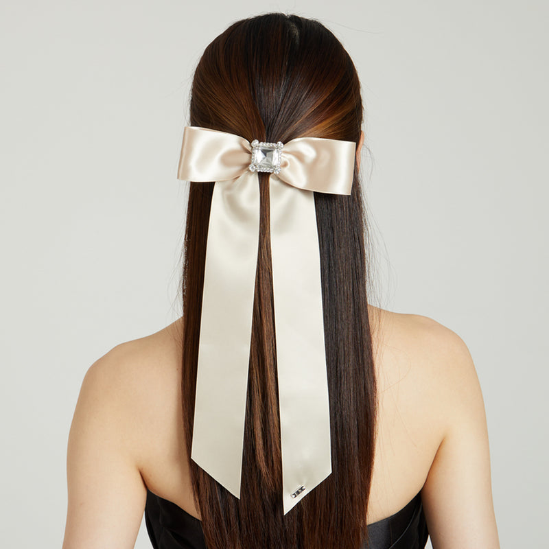 Lacey Satin Ribbon Bow with Crystal Brooch | Holiday 2025