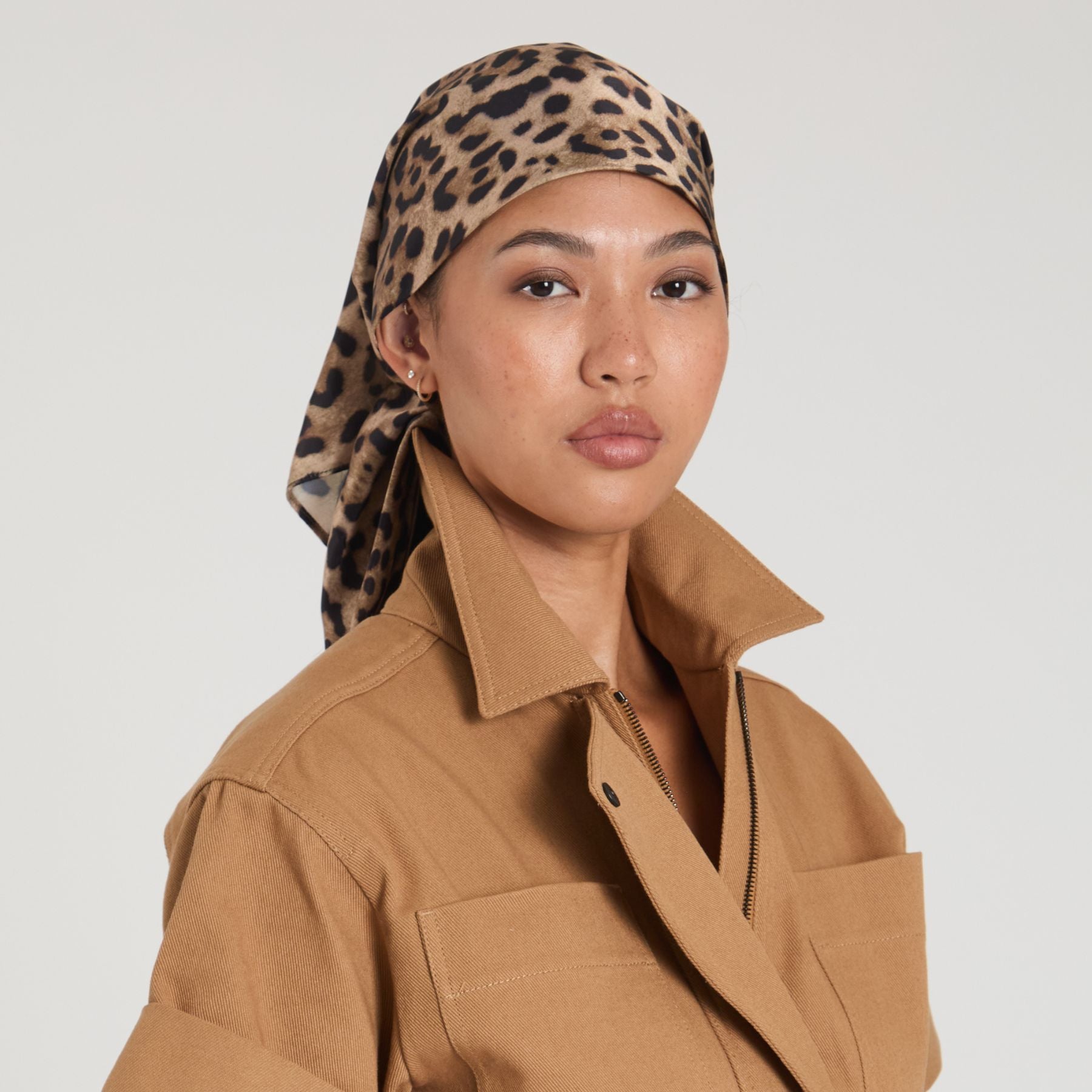 Raquel Leopard-Print Satin Headscarf | Eugenia Kim